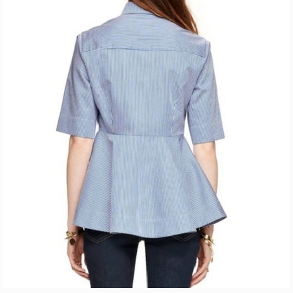kate spade | Tops | Kate Spade Stripe Peplum Shirt Blouse Top Xs Nwot ...
